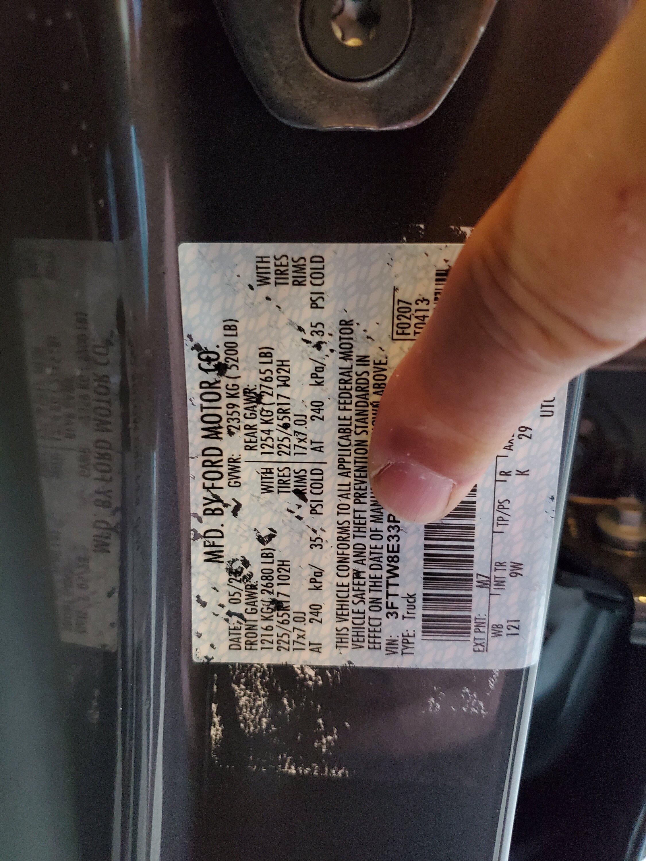 Paint Code Location on vehicle? | MaverickTruckClub - 2022+ Ford ...