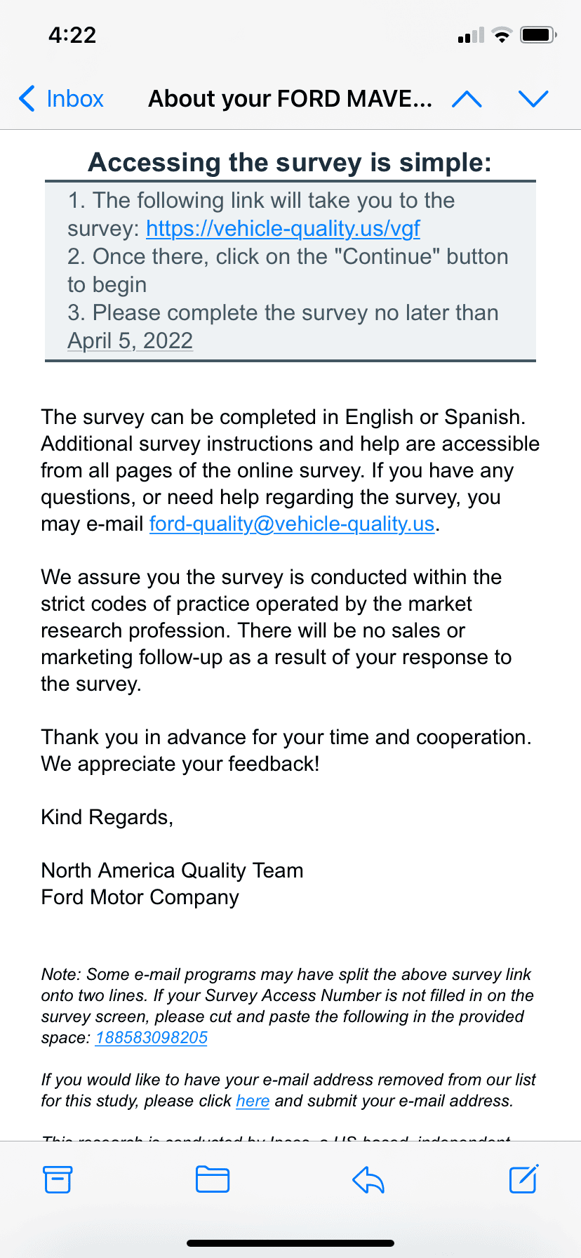 Ford Values Your Feedback email | MaverickTruckClub - 2022+ Ford ...