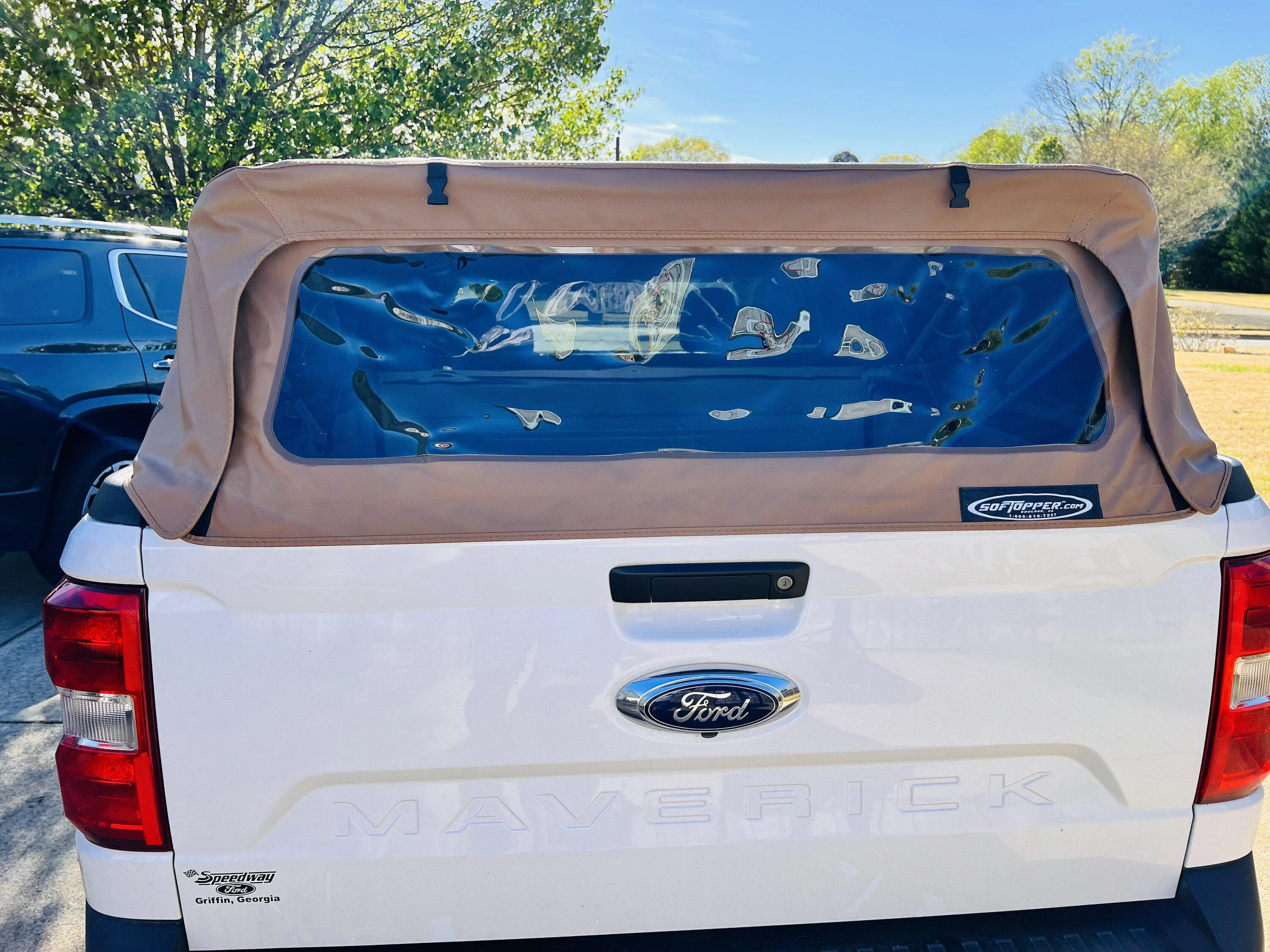 Tan SofTopper installed on White XL | MaverickTruckClub - 2022+ Ford ...