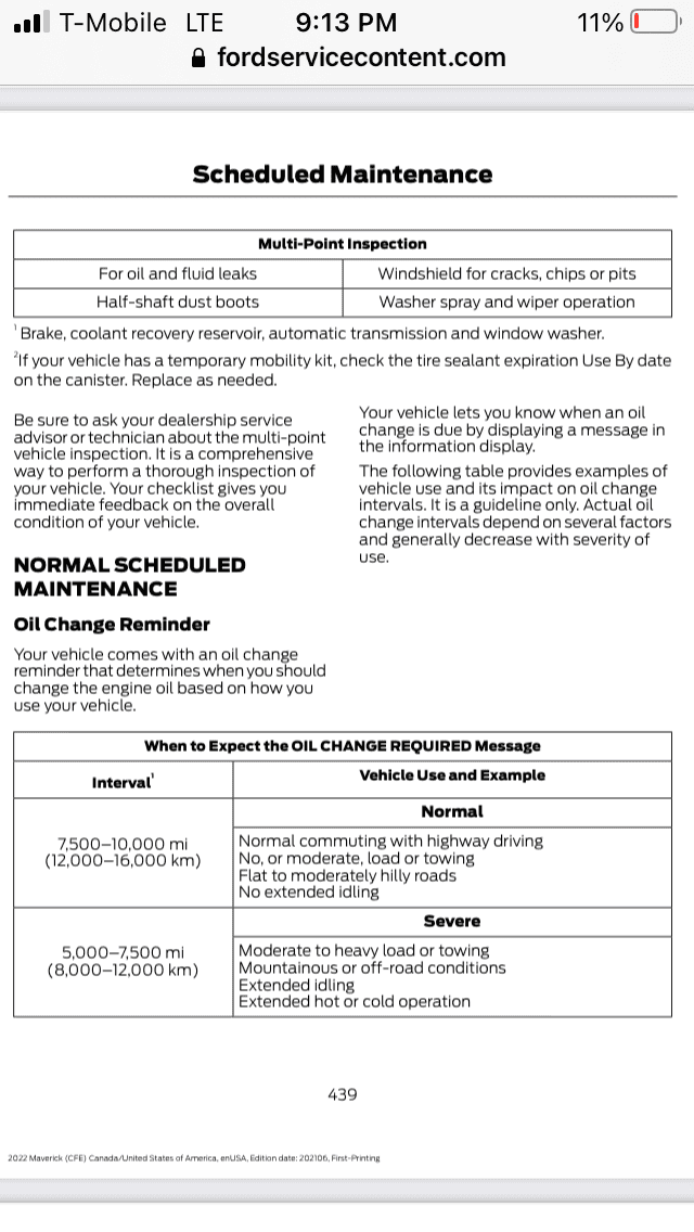 Ford Maverick Maintenance Schedule Guide