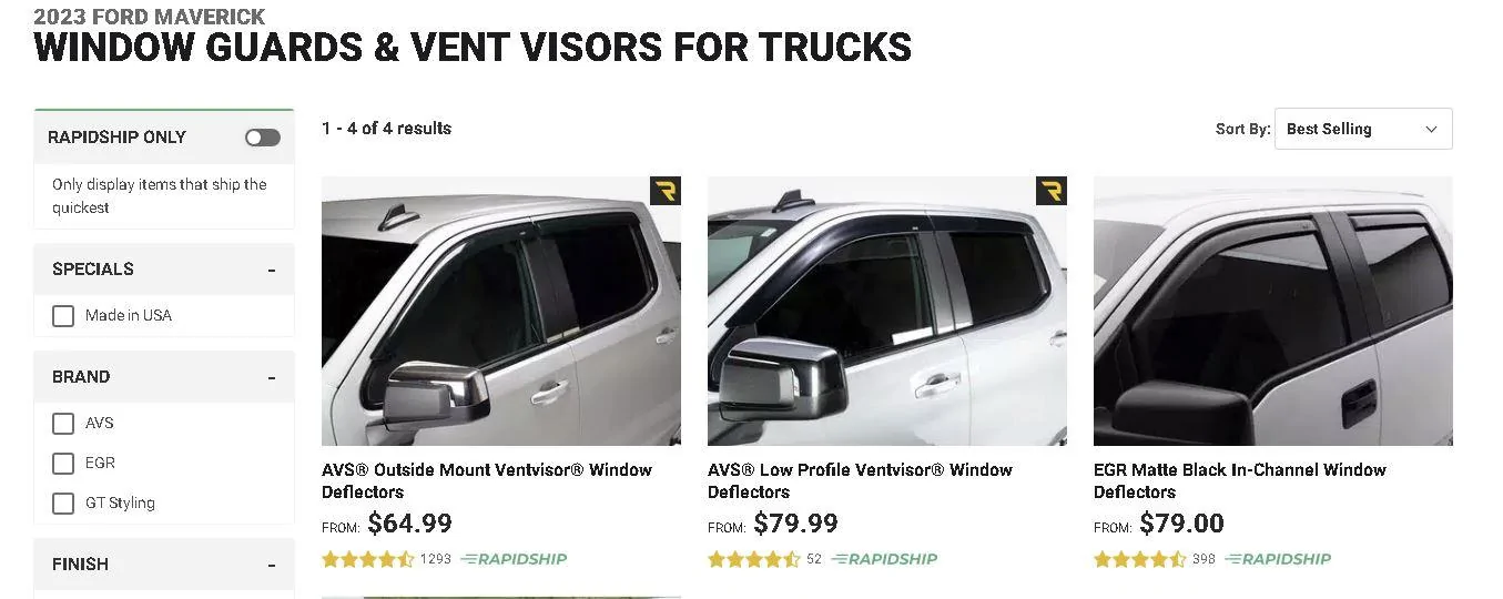 Maverick wind guard - side window deflector - vent visor options ...