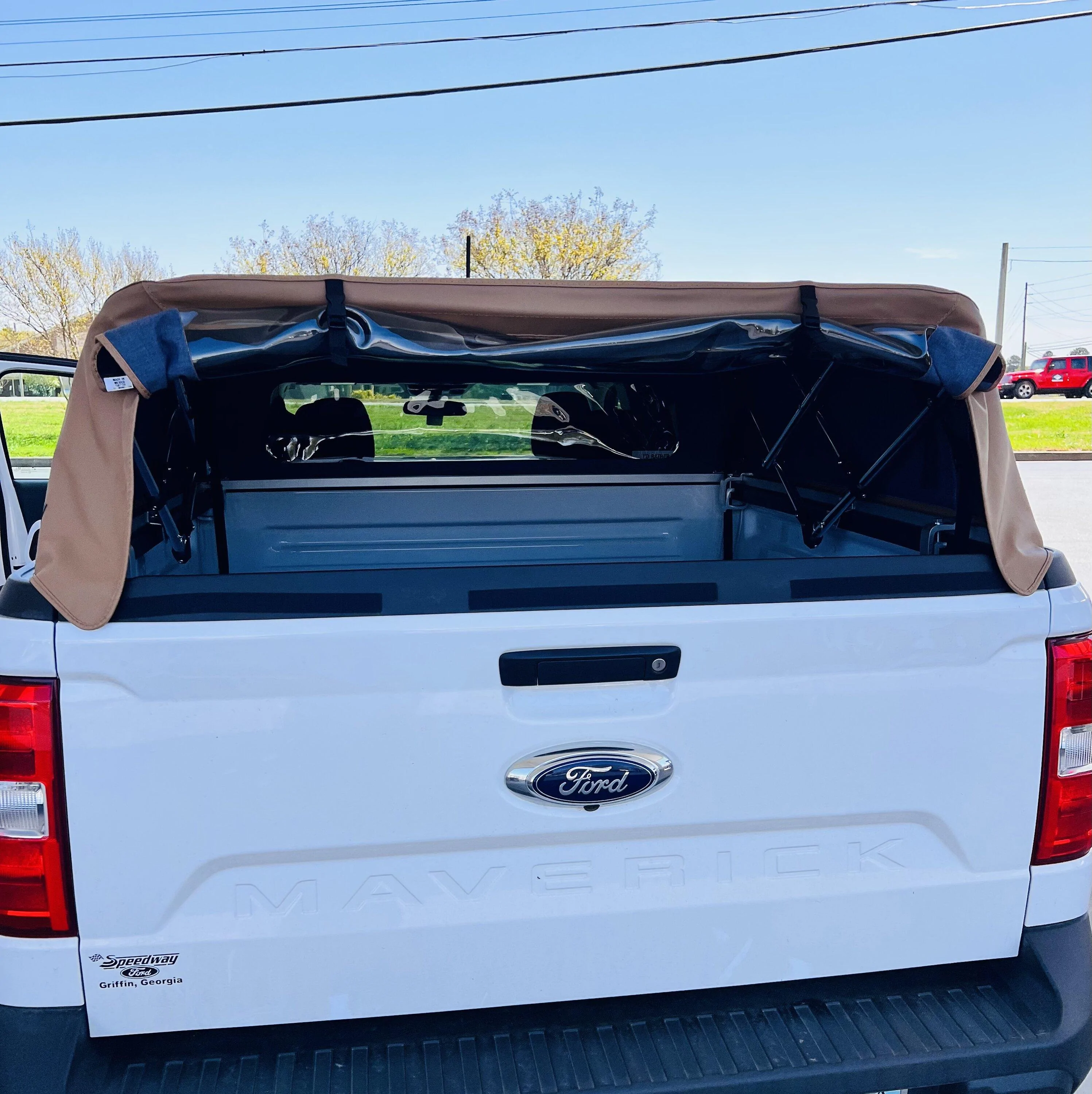 Tan SofTopper installed on White XL | MaverickTruckClub - 2022+ Ford ...
