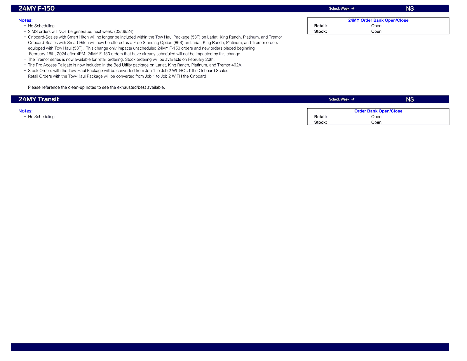 2024 Maverick Clean-up Scheduling This Week (2/29/24) for Production ...