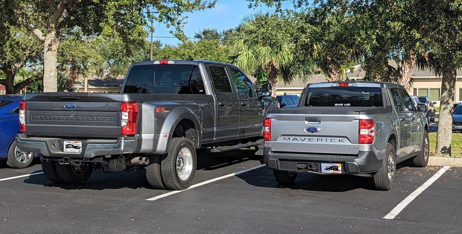 My Maverick XLT next to it's BIG brother, F350 Super Duty Dually ...