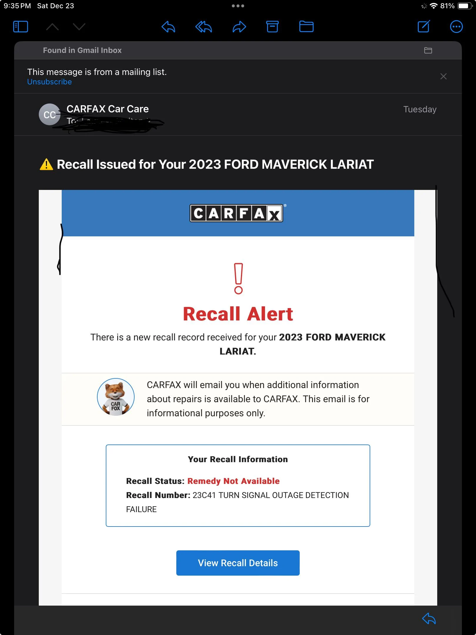 Turn Signal Recall | MaverickTruckClub - 2022+ Ford Maverick Pickup ...