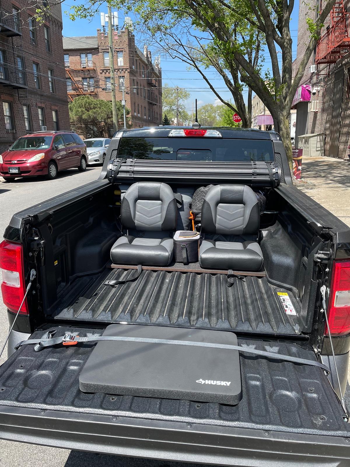 Fun post for me - new bed seats installed for tailgating ...