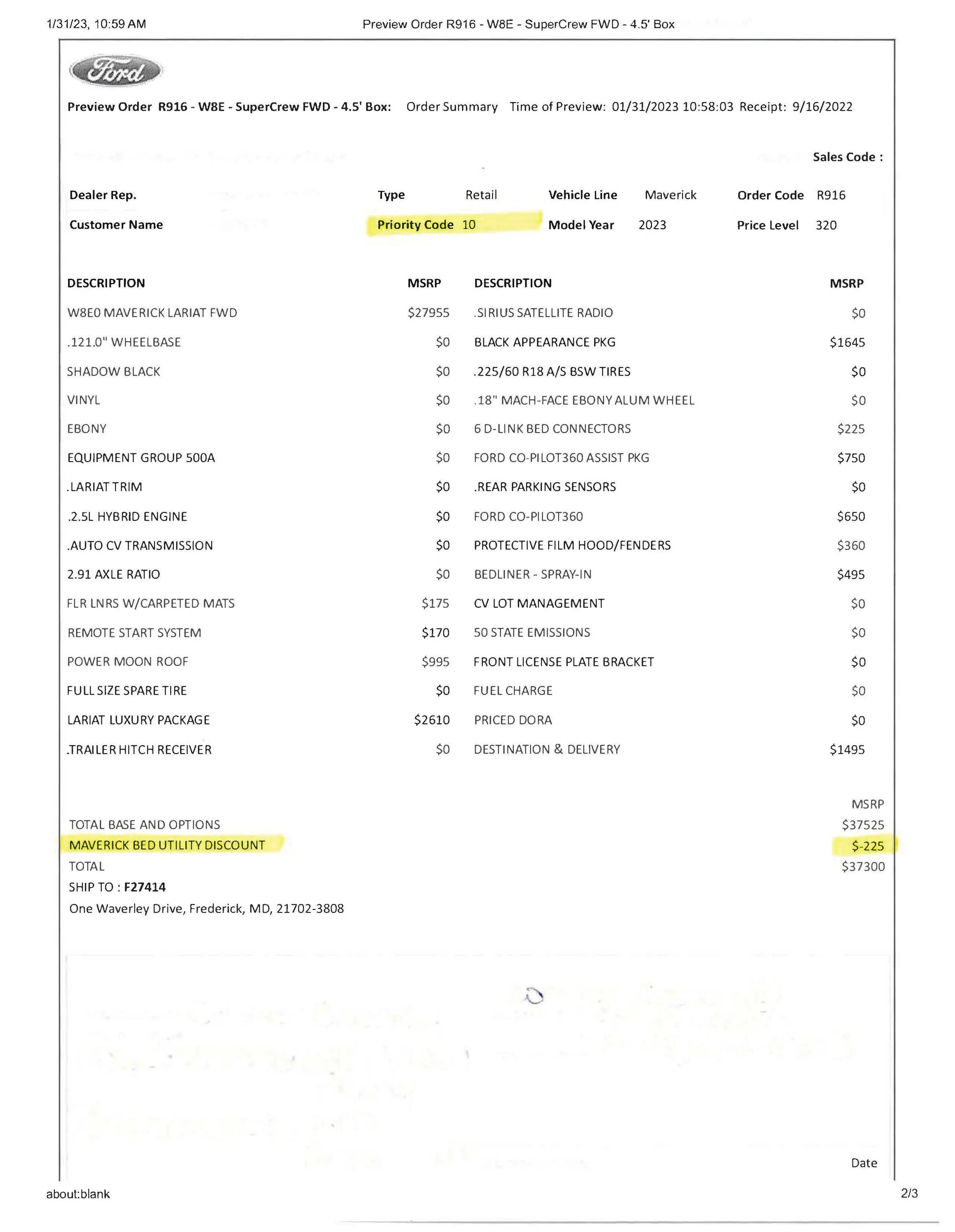 What are my chances? (Order/Spec Sheet Attached) | MaverickTruckClub ...