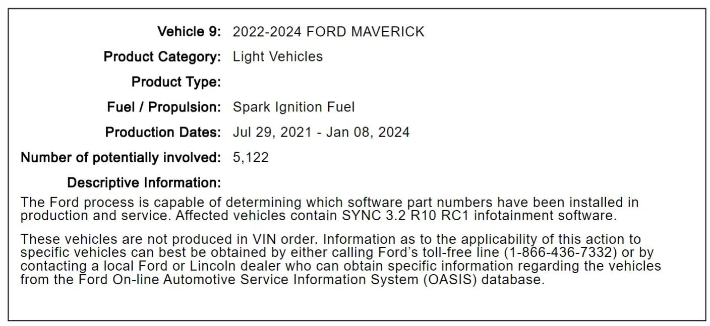 Another recall | MaverickTruckClub - 2022+ Ford Maverick Pickup Forum ...
