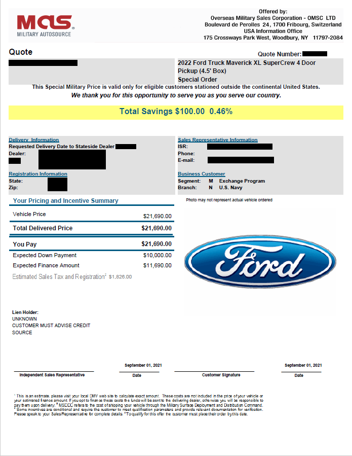 Military Auto Source Pricing released for FWD Maverick ...