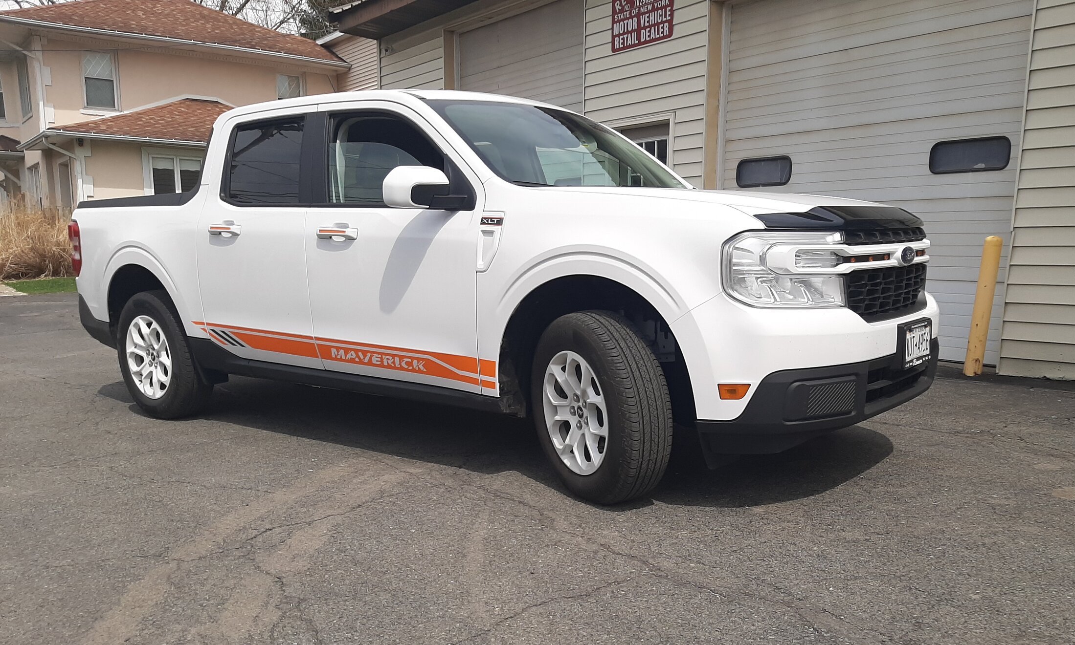 My Maverick XLT w/ painted white wheels, stripes, aeroshield, raised ...