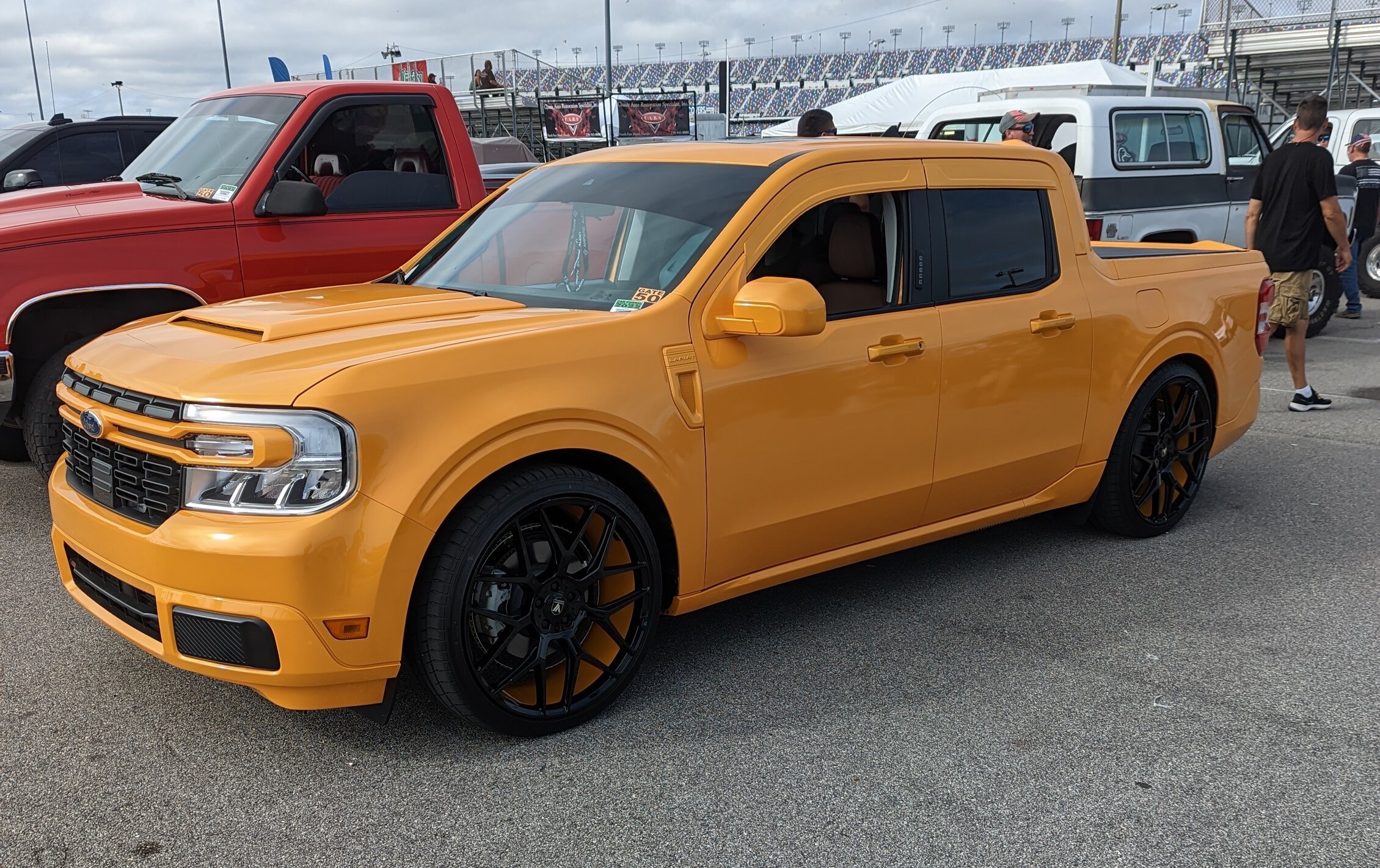 Custom Build Cyber Orange Ford Maverick at Daytona Turkey Run Car Show ...