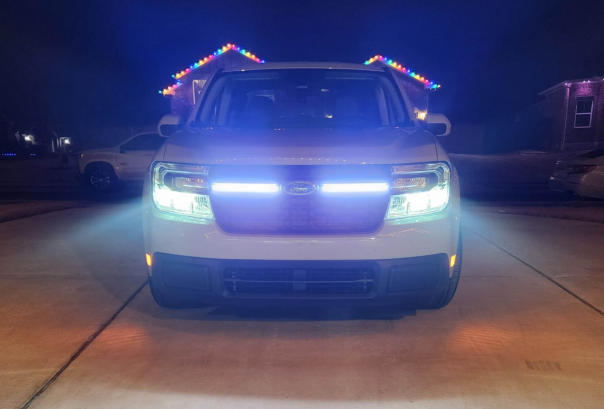 Installed new DRLs on my Maverick XLT = added strip lights to front ...