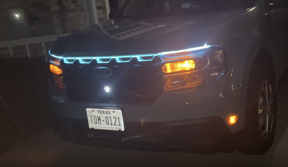 LED lights installed along hood/grille | MaverickTruckClub - 2022+ Ford ...