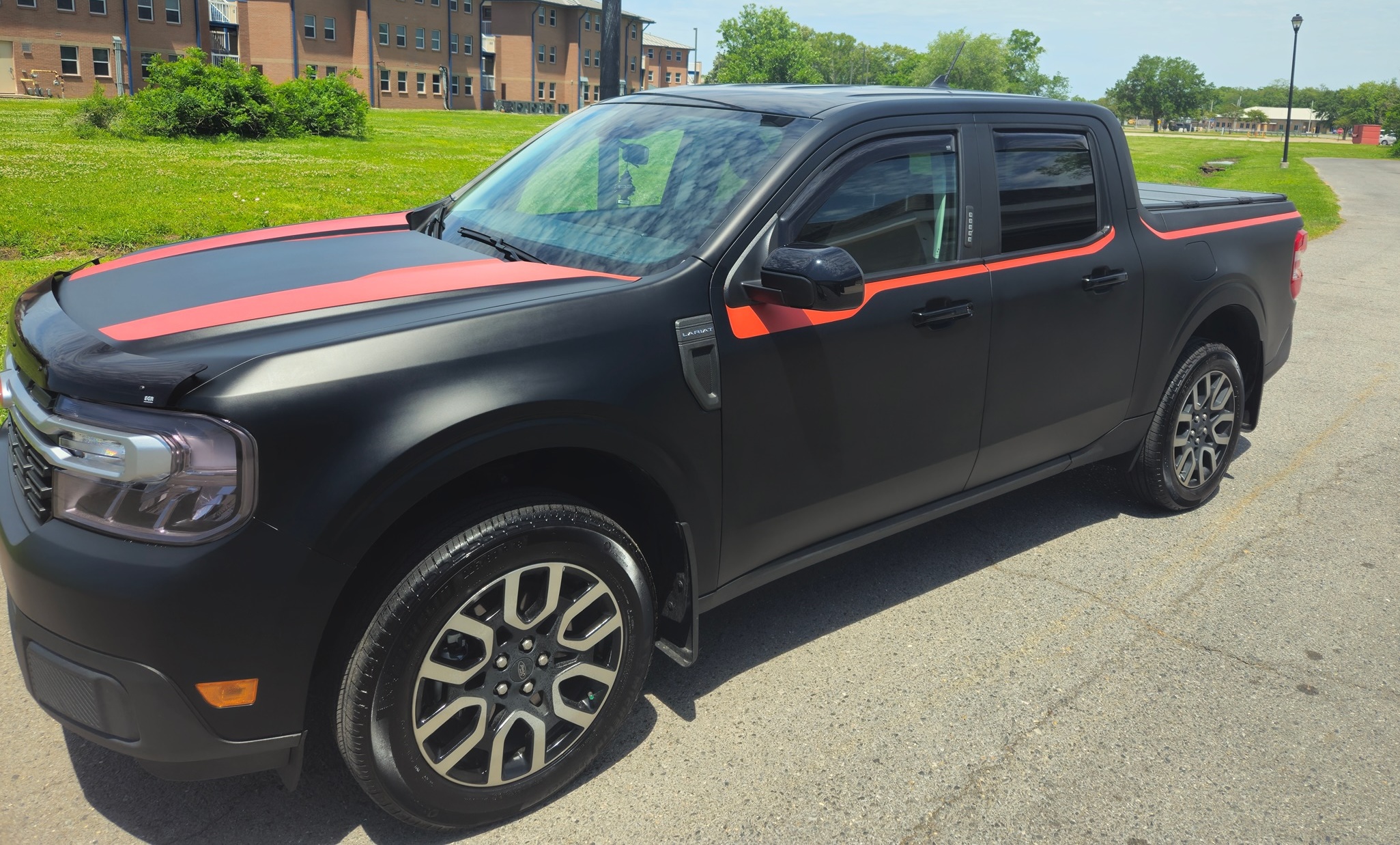 Matte Black and Red Stripes Accent Wrap | MaverickTruckClub - 2022 ...