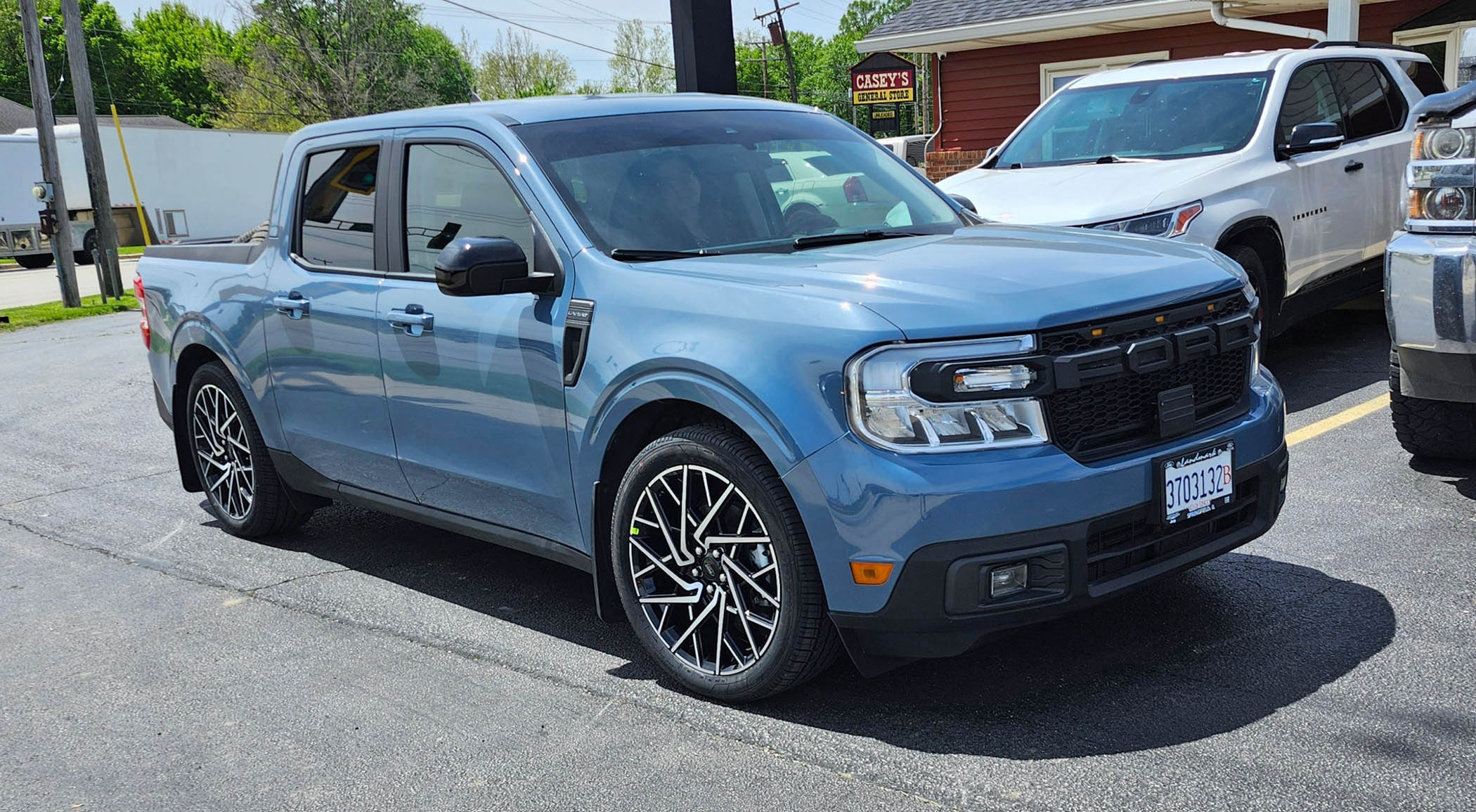 My 2024 Hybrid Maverick Lariat Azure Gray Metallic so far.. Raptor ...