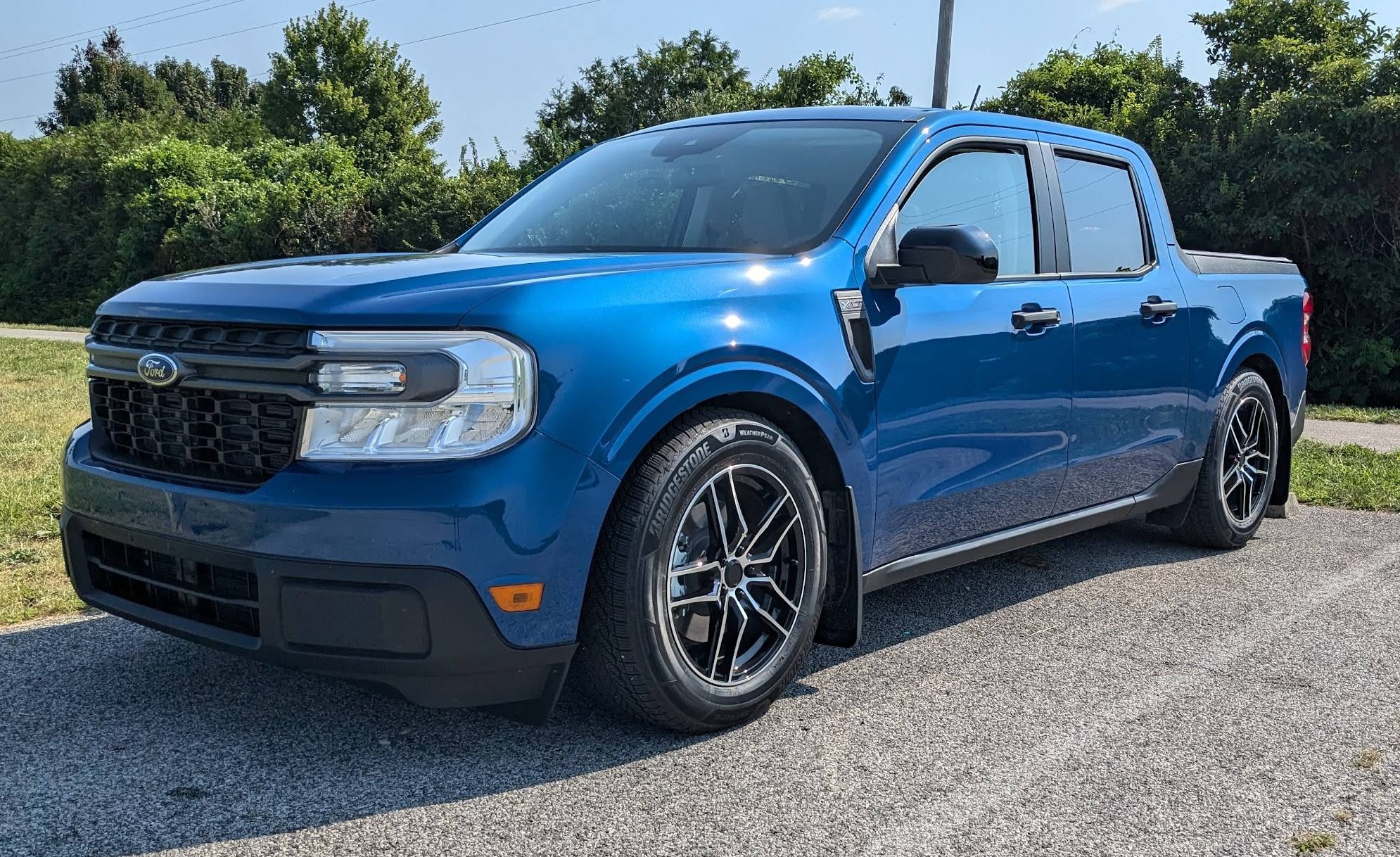 My lowered 2024 Maverick Hybrid XLT Atlas Blue | MaverickTruckClub ...