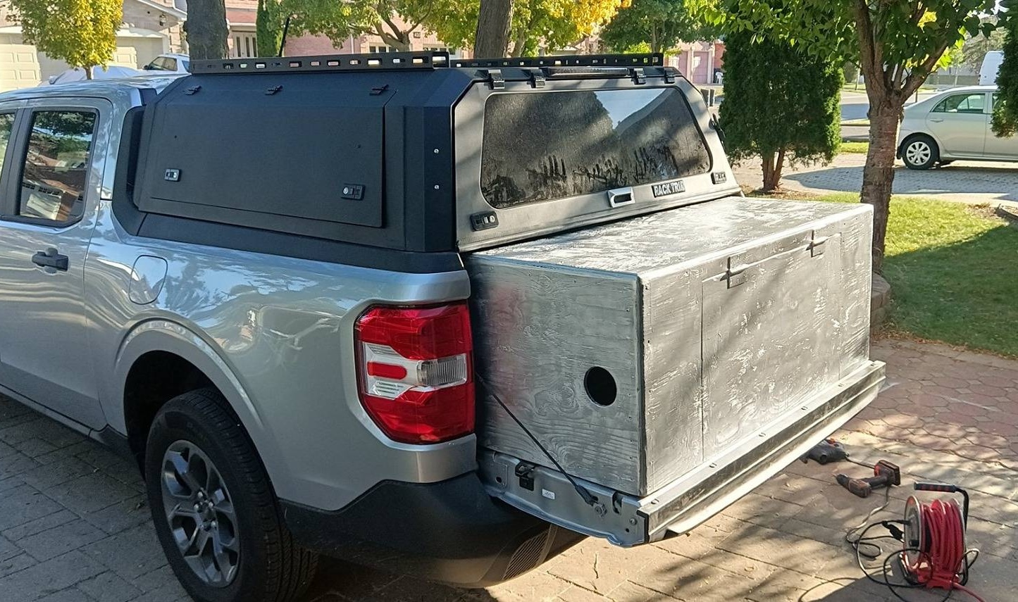 DIY Maverick bed extender with bed cap for winter ski camping ...